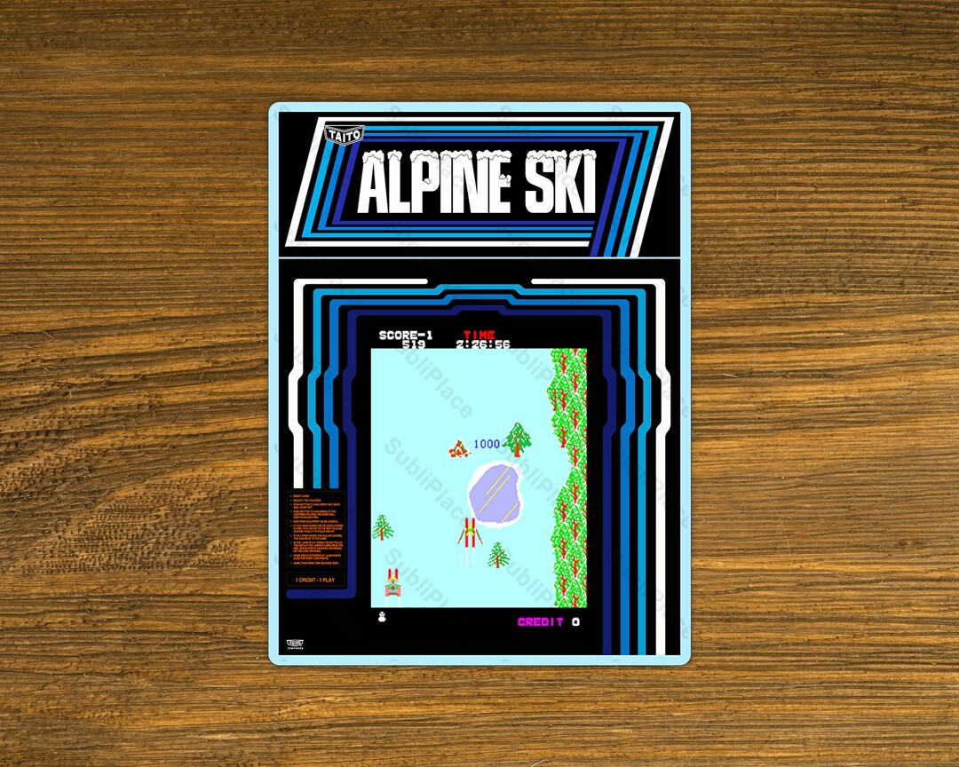 Alpine Ski Arcade Game Fridge Magnet 3x4 Metal Plate Marquee, Bezel ...