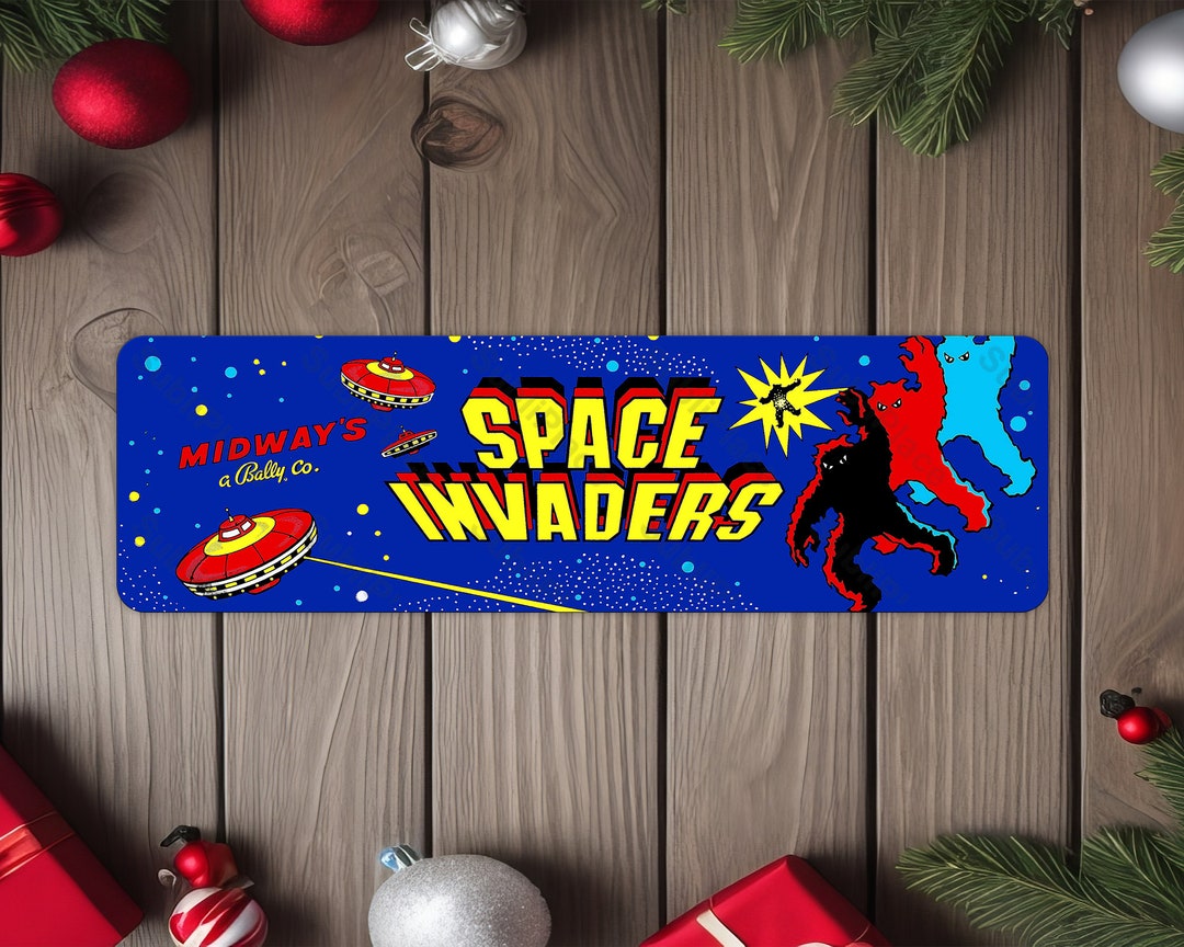Space Invaders Arcade Game Marquee 4x13.5 Metal Plate High Gloss With ...