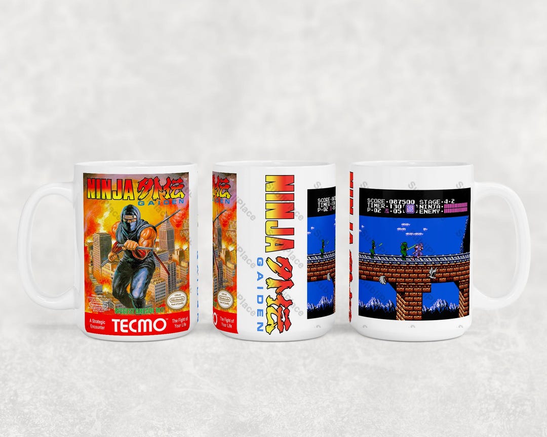 Ninja Gaiden NES Video Game 15 Oz Coffee Mug - Has Box Cover, Gameplay ...
