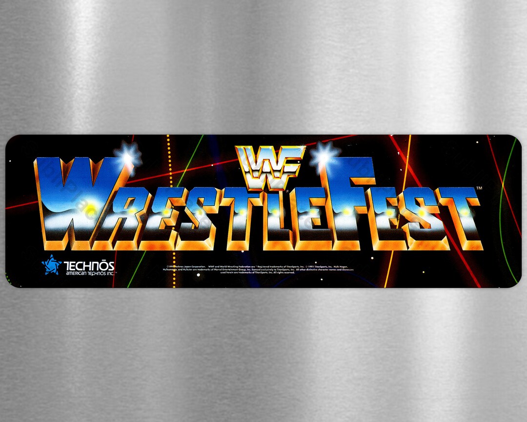 WWF Wrestlefest Arcade Game Marquee 4x13.5 Metal Plate High Gloss With ...
