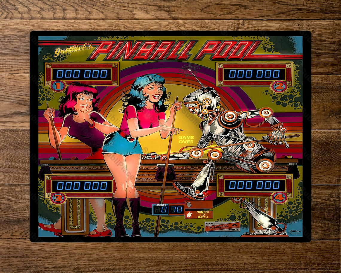 Pinball Pool - Pinball Backglass Image on a 12"x16" Metal Plate - High ...