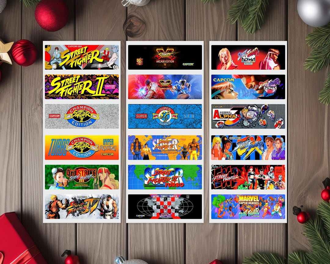 Set of 18 Different Street Fighter Arcade Game Marquee Stickers - Each ...