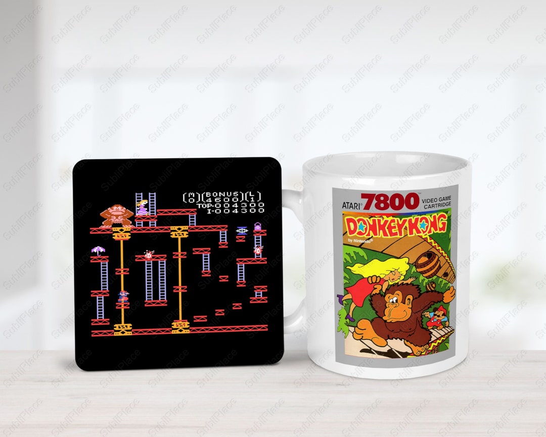 Atari 7800 Donkey Kong Computer Video Game 11 Oz Coffee Mug & Matching ...