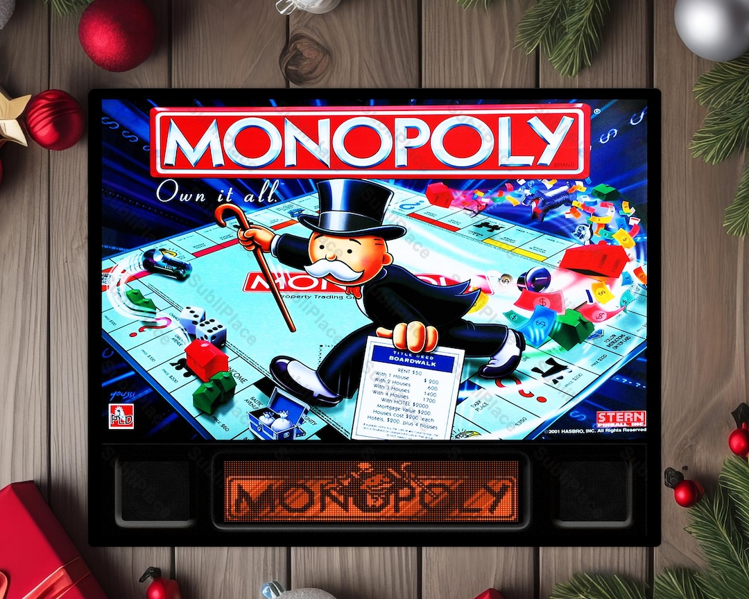 Monopoly Pinball Arcade Game Backglass Image on a 8x10 Metal Plate High ...