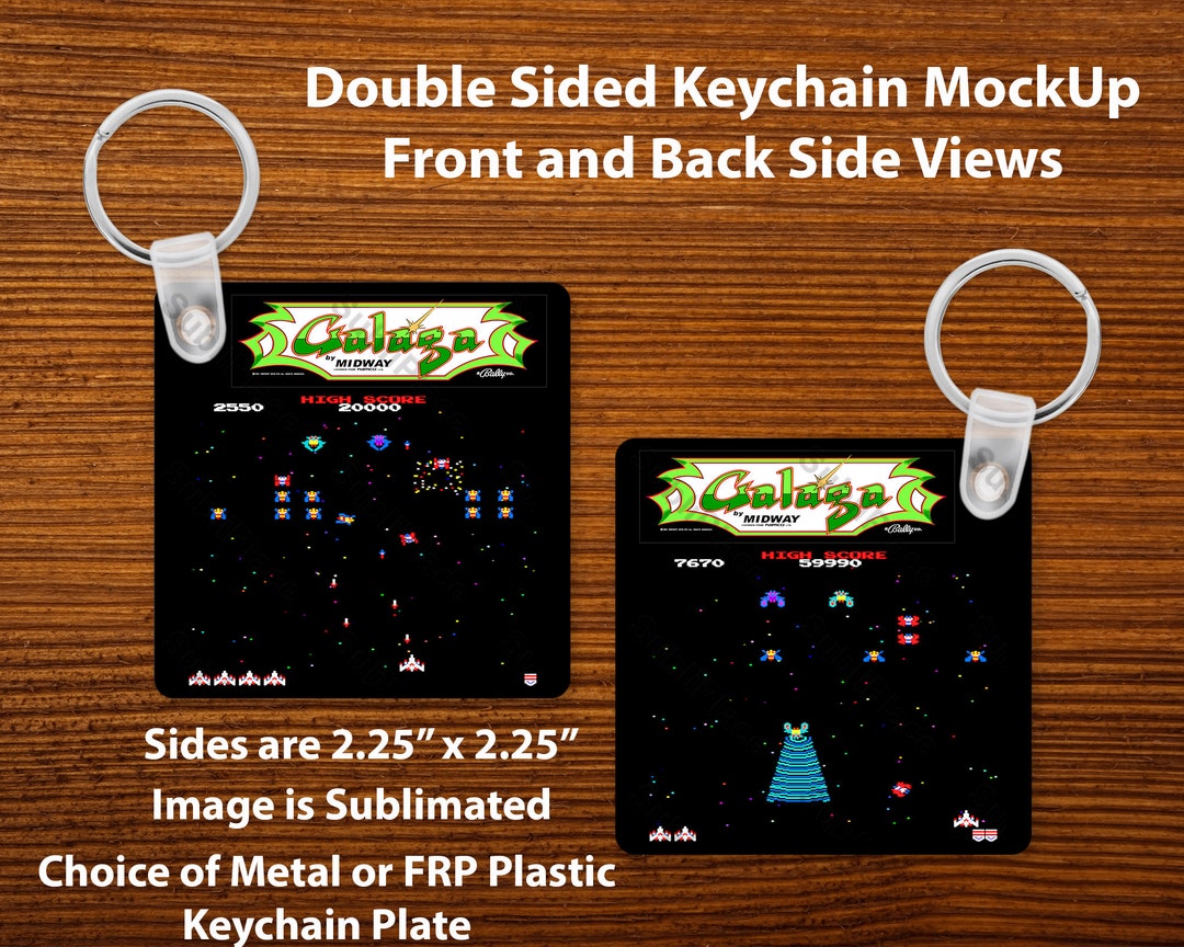Galaga Arcade Game Double-sided Keychain - Marquee & Screenshots - High ...