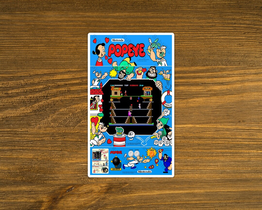 Popeye Arcade Game Image on a Large 3" X 5" Metal Plate Fridge Magnet ...