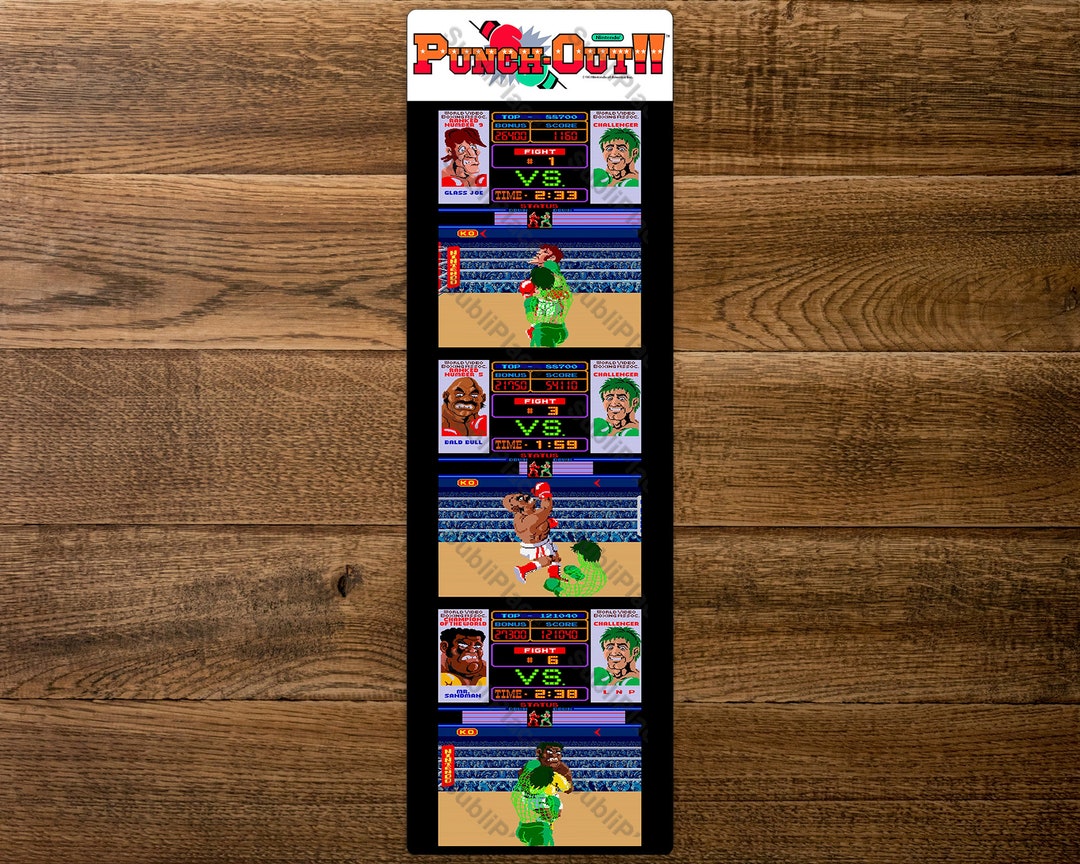 Punch-out!! Arcade Game Marquee With 3 Screenshots on 5.5"x17.5" Metal ...