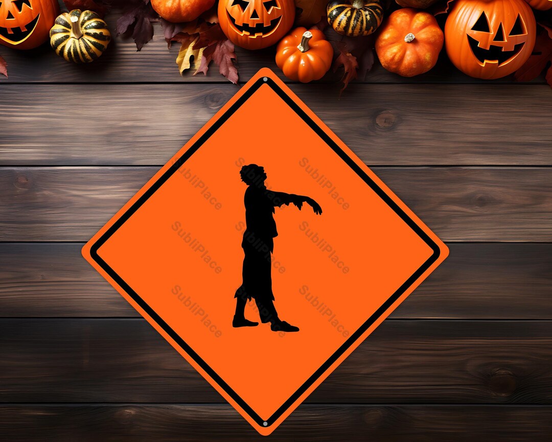 Zombie Crossing Sign Metal Plate 12 Long Sides 16.5 Across to Plate ...