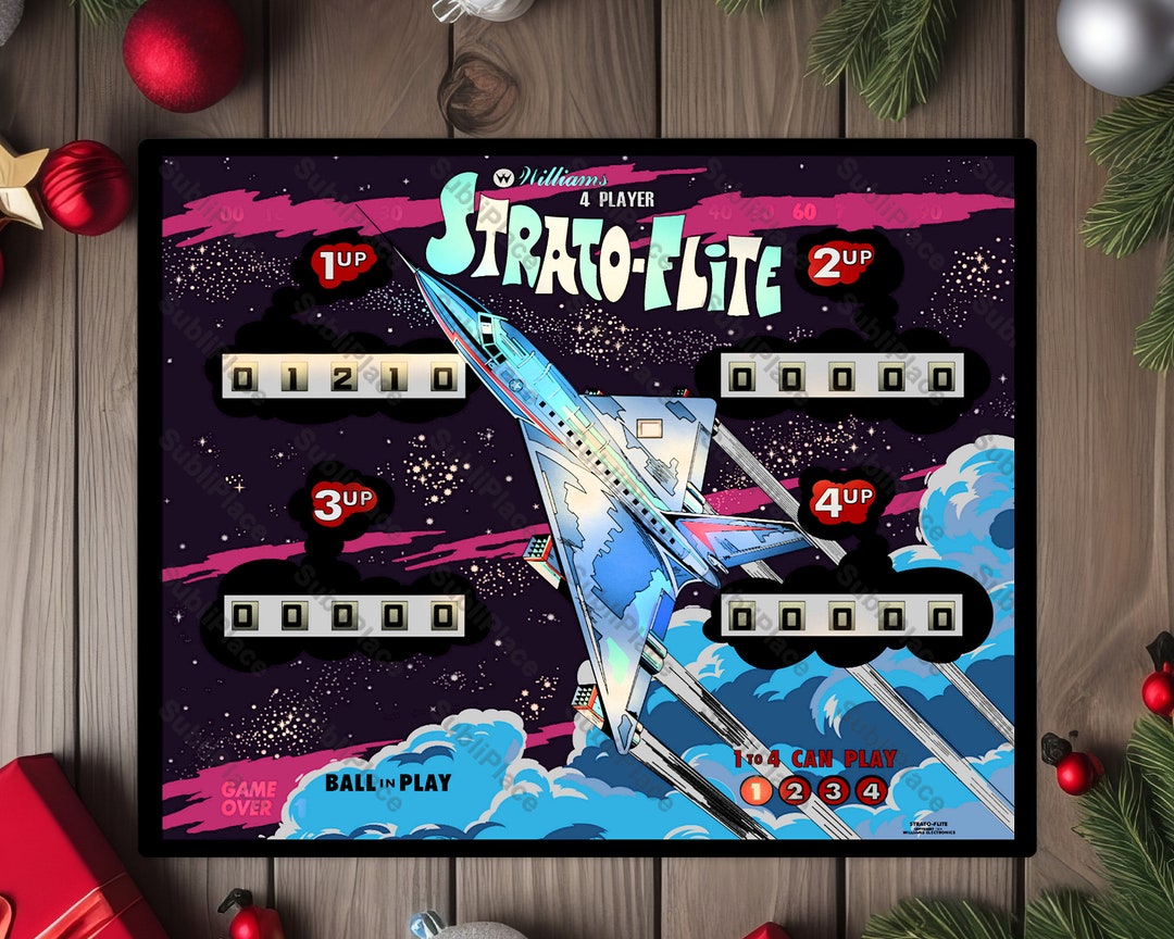 Strato Flite Pinball Arcade Game Backglass Image on a 8x10 Metal Plate ...