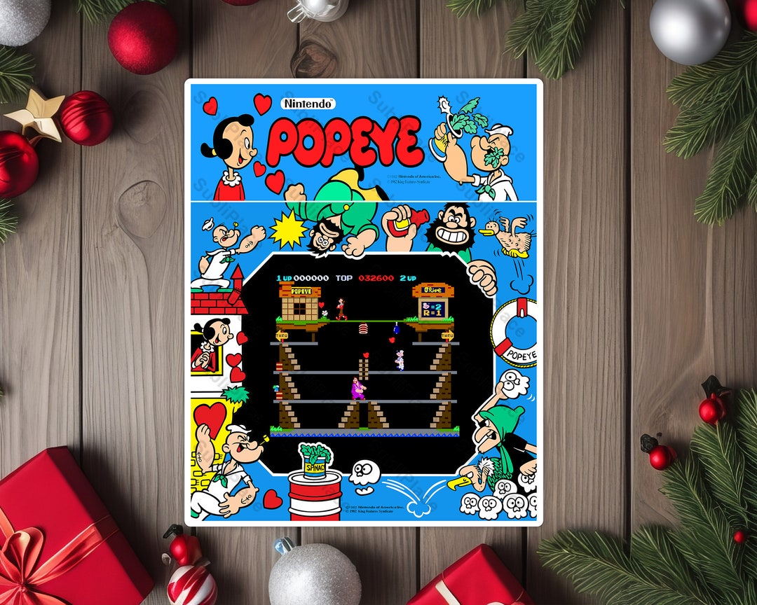 Popeye Arcade Game Marquee, Bezel & Screenshot 8"x10" Metal Plate ...