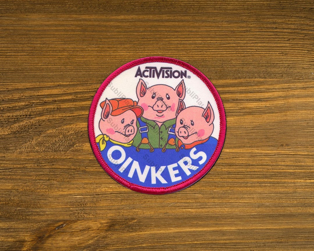 Activision Oinkers Patch Style Image on a Fridge Magnet 3" Round Metal ...