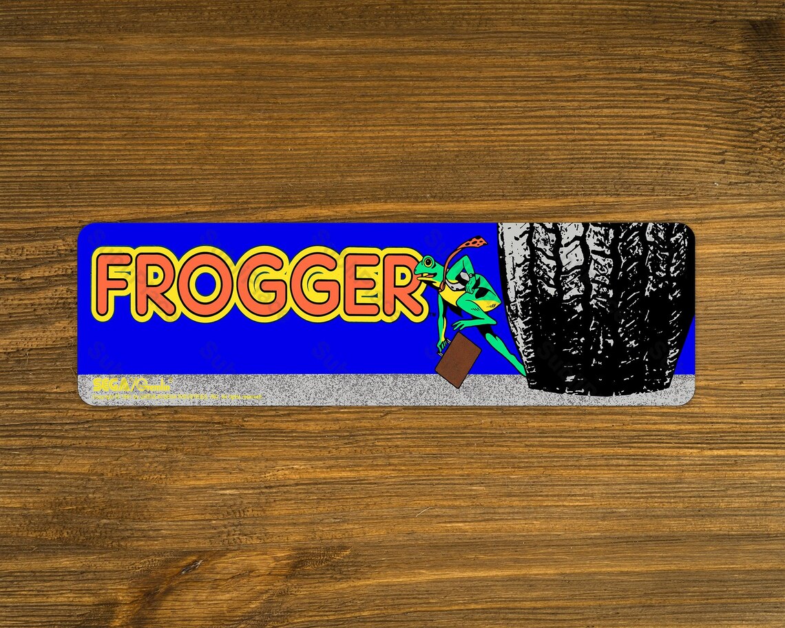 Frogger Arcade Game Marquee 4"x13.5" Metal Plate - High Gloss With ...