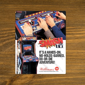 Smash TV Arcade Game Flyer Promo Art Image on a 8x10 Metal Plate High ...