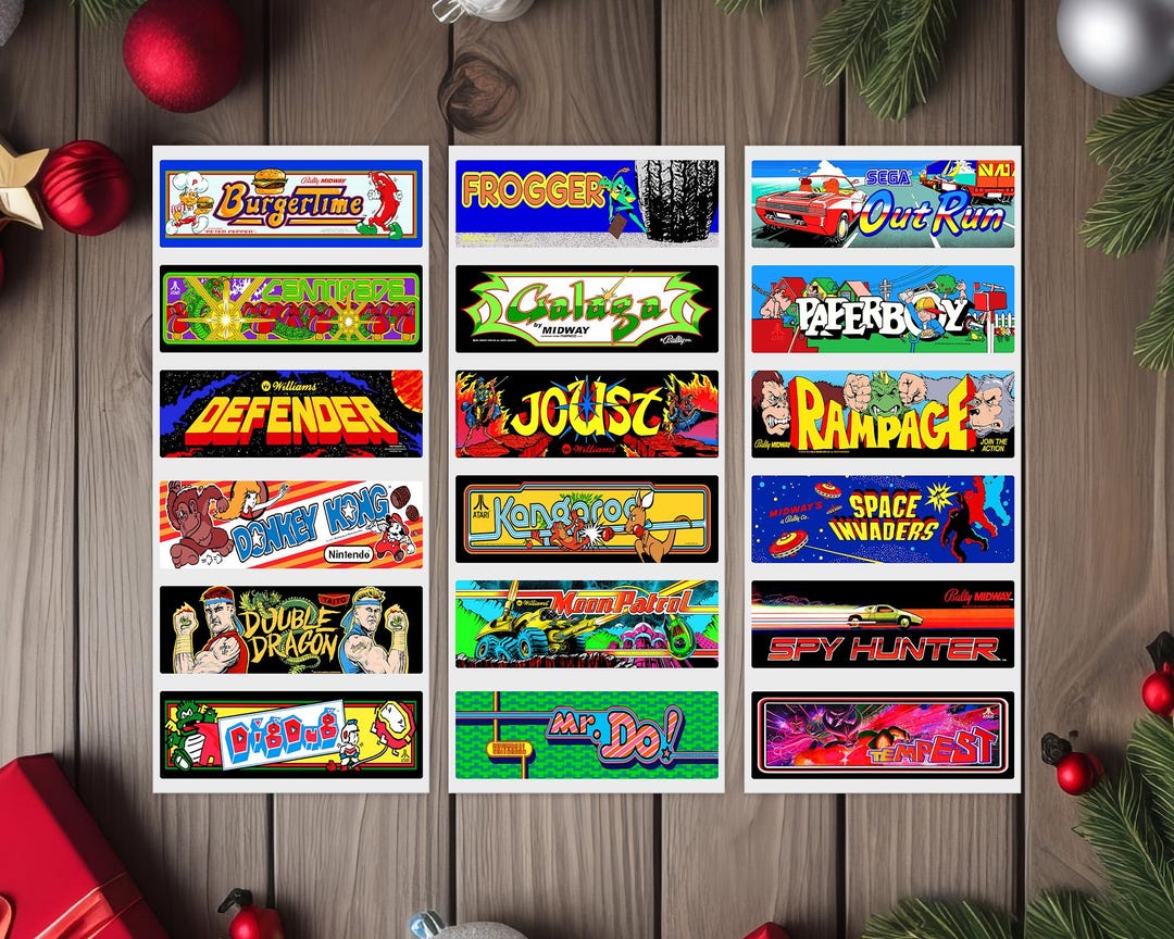 Set of 18 Different Arcade Game Marquee Stickers - Each Sticker is 1" X ...
