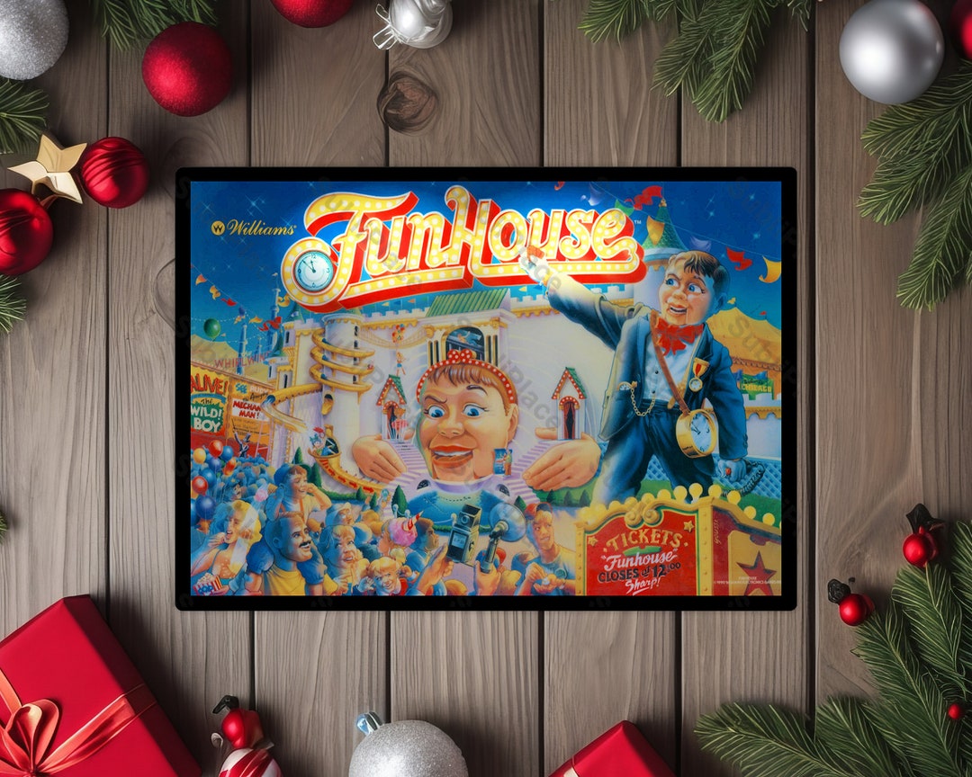 Funhouse Pinball Arcade Game Back Glass With No DMD Part Image on a 5x7 ...