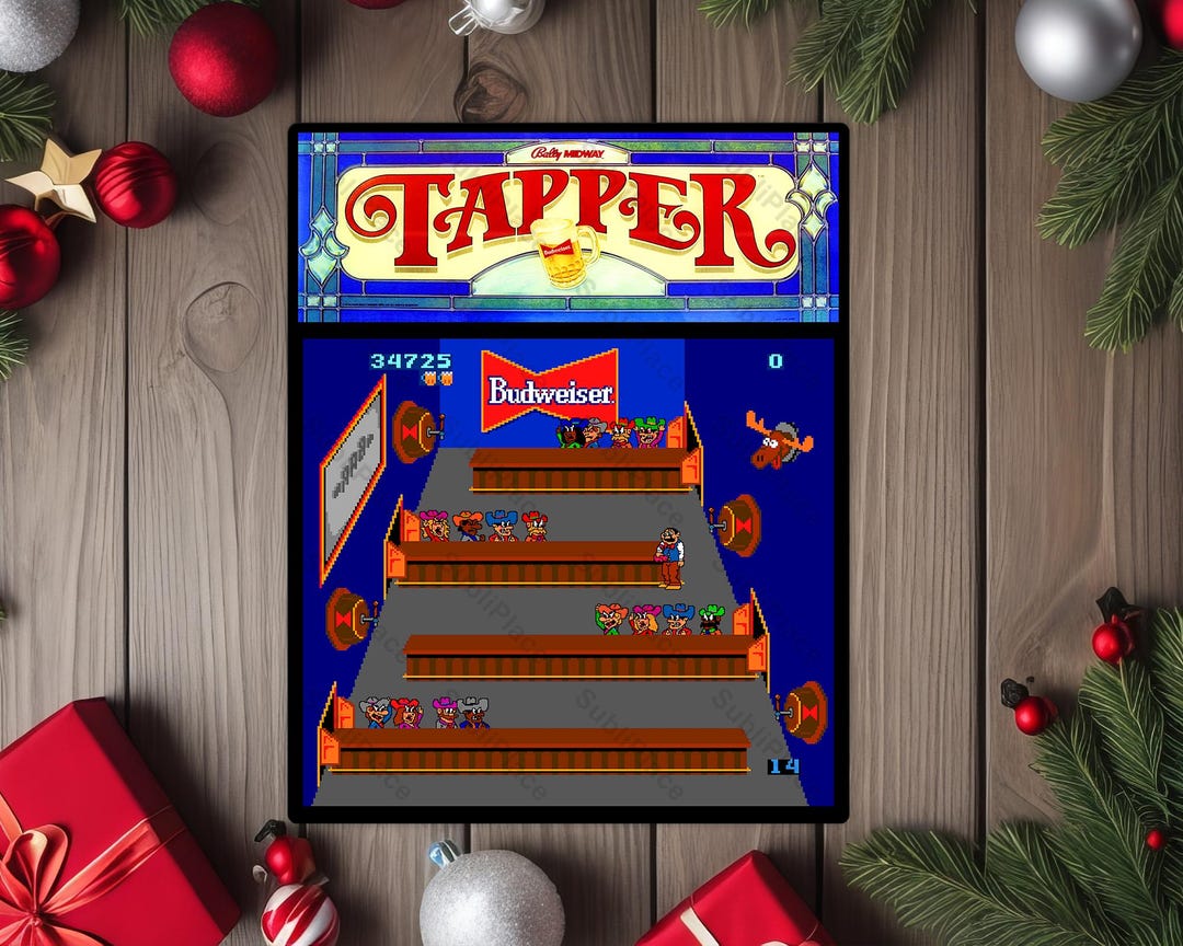 Tapper Arcade Game Marquee & Screenshot 8"x10" Metal Plate - High Gloss With Rounded Corners ...
