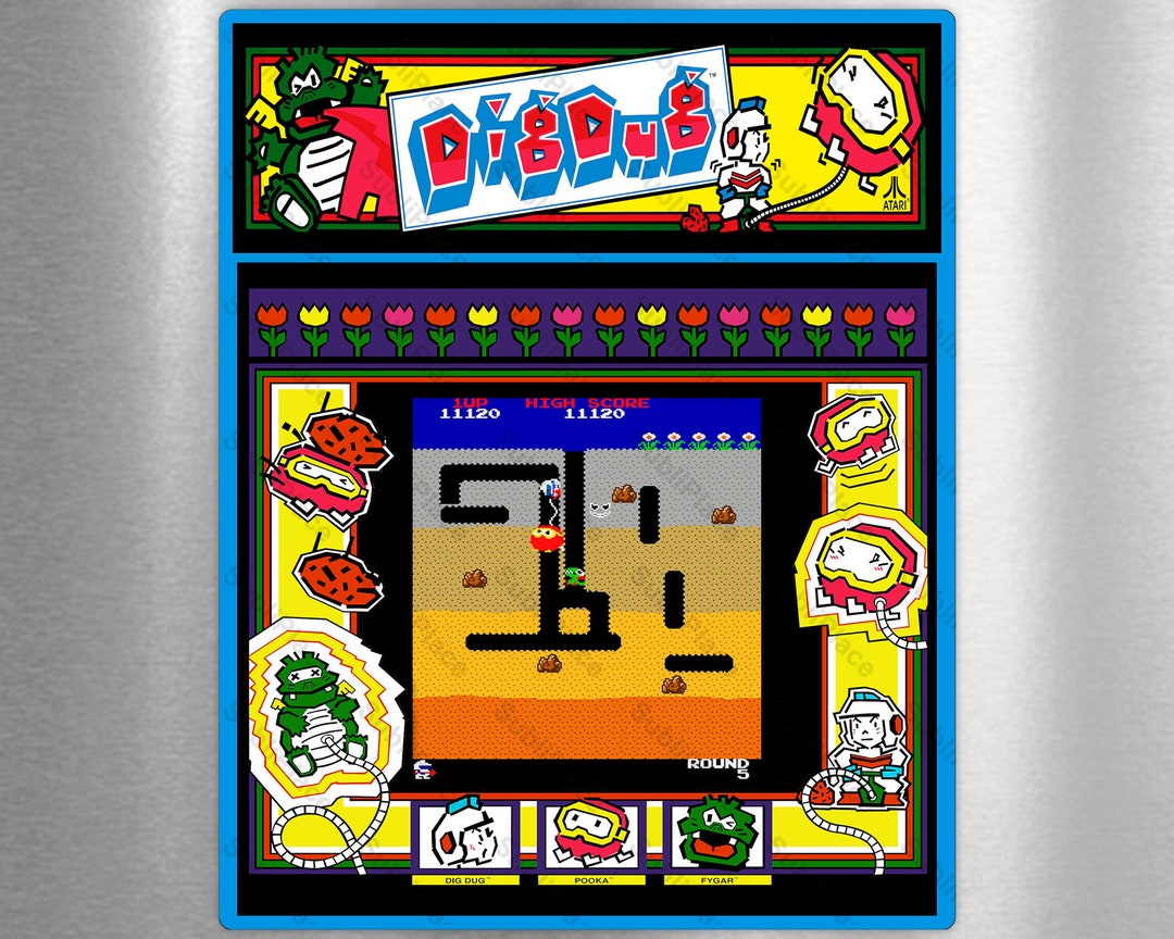 Dig Dug Arcade Game Marquee, Bezel & Screenshot 8x10 Metal Plate With ...