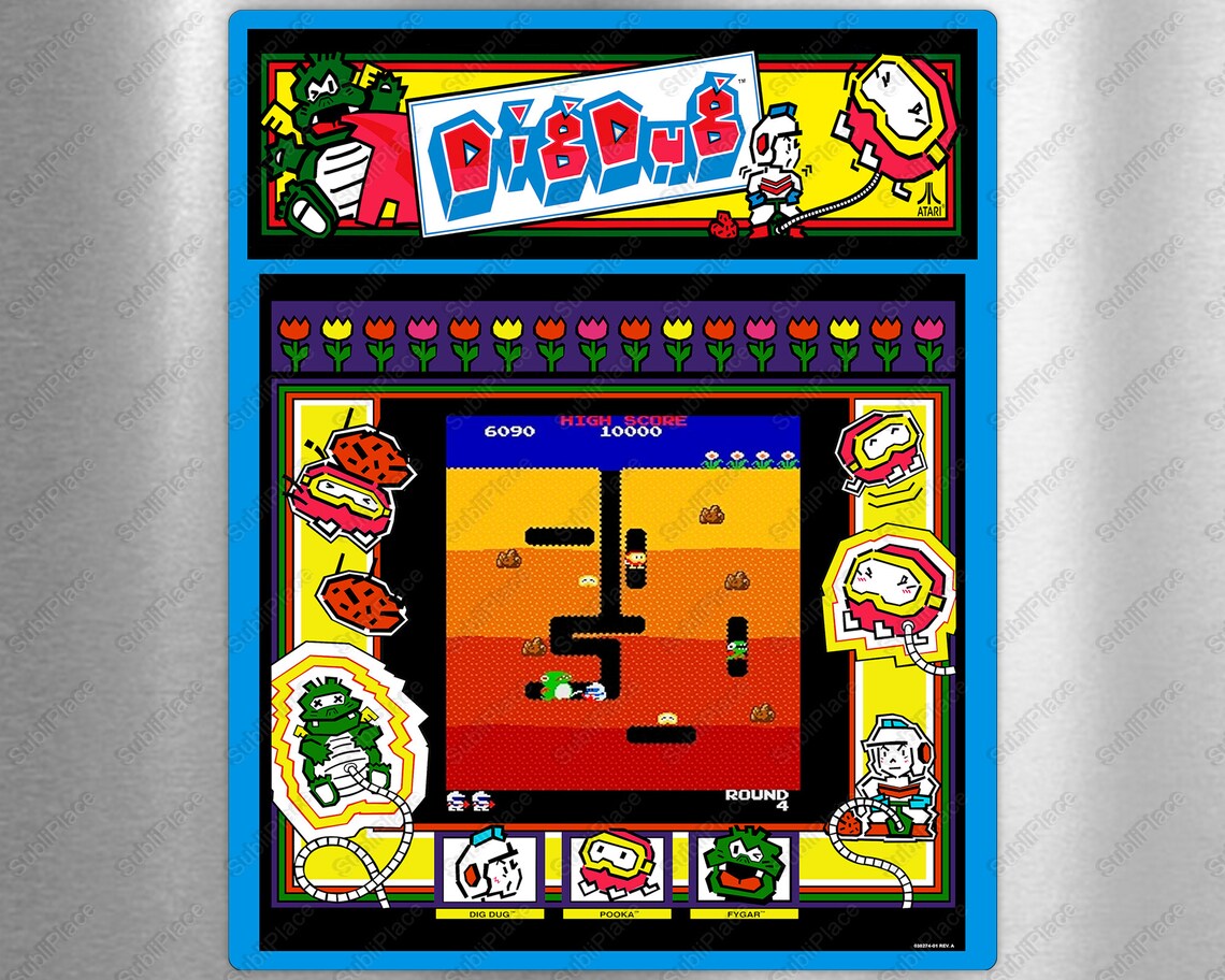 Dig Dug Arcade Game Marquee Bezel & Screenshot - Etsy