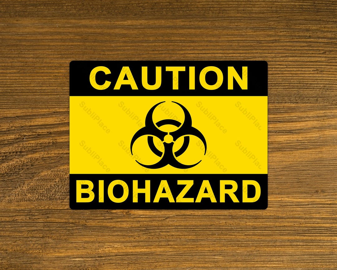 Caution Biohazard - Yellow & Black Sign Image on a Fridge Magnet 3"x4 ...