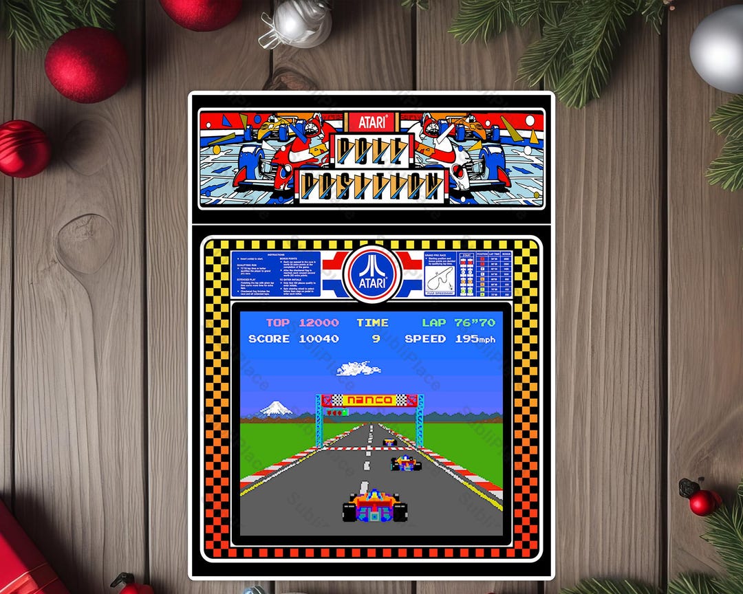Pole Position Arcade Game Marquee, Bezel & Screenshot Image on a 12"x16 ...