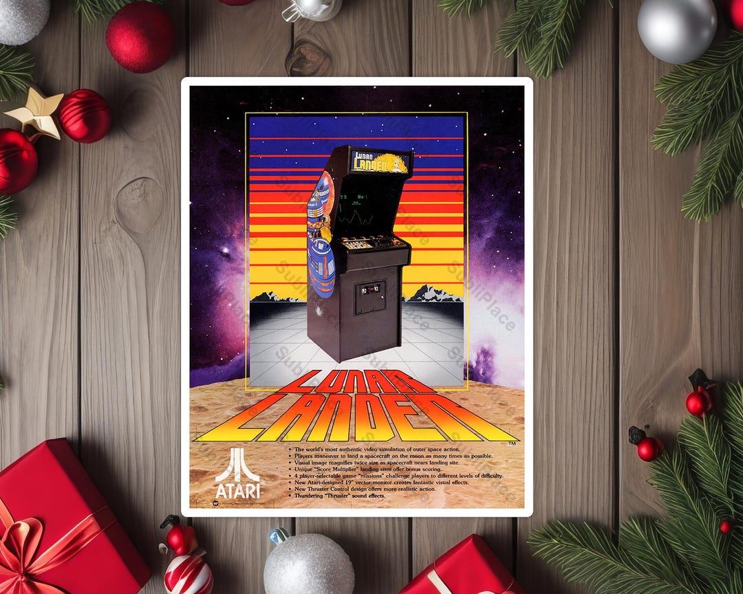 Lunar Lander Arcade Game Flyer Promo Art Image on a 8x10 Metal Plate ...