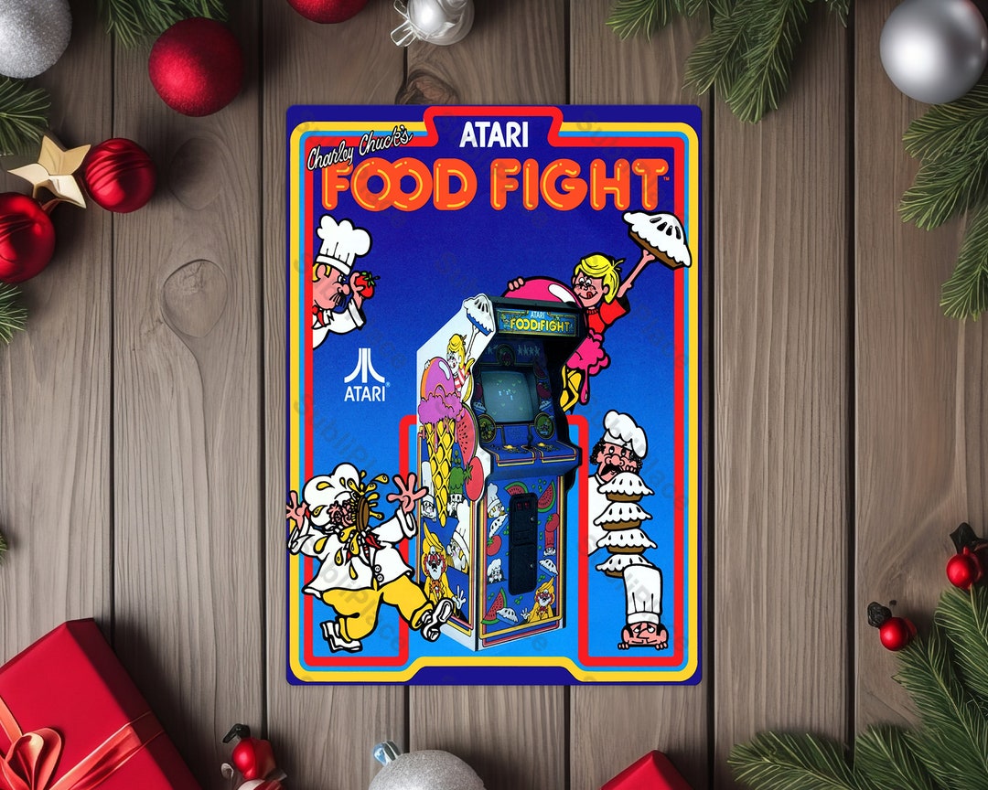 Food Fight Arcade Game Flyer Promo Art Image on a 5"x7" Metal Plate ...