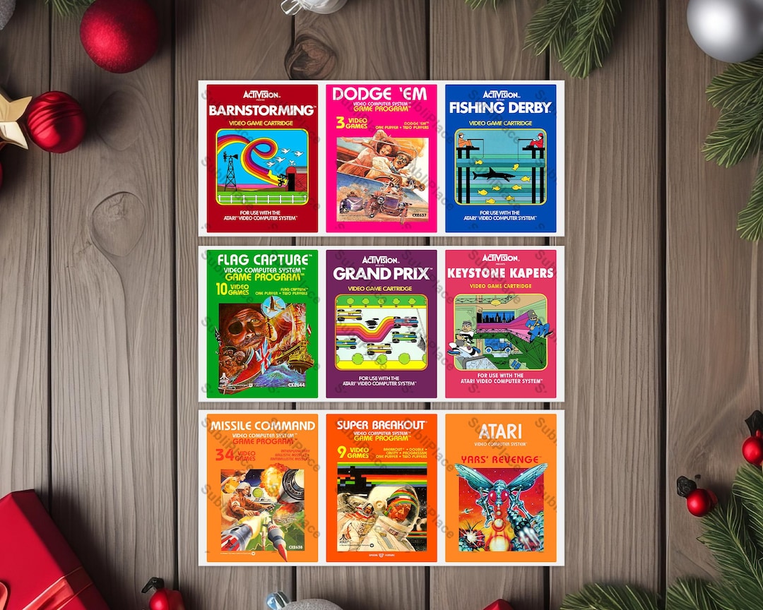 Set of 9 Atari 2600 Box Cover Image Stickers - Each Sticker is 2.25" X 3.00" - High Gloss ...