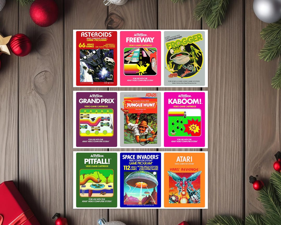Set of 9 Atari 2600 Box Cover Image Stickers Each Sticker is 2.25 X 3. ...