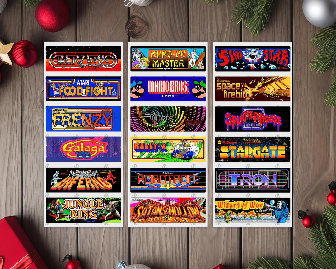 Set of 18 Different Arcade Game Marquee Stickers - Each Sticker 1" X 3 ...