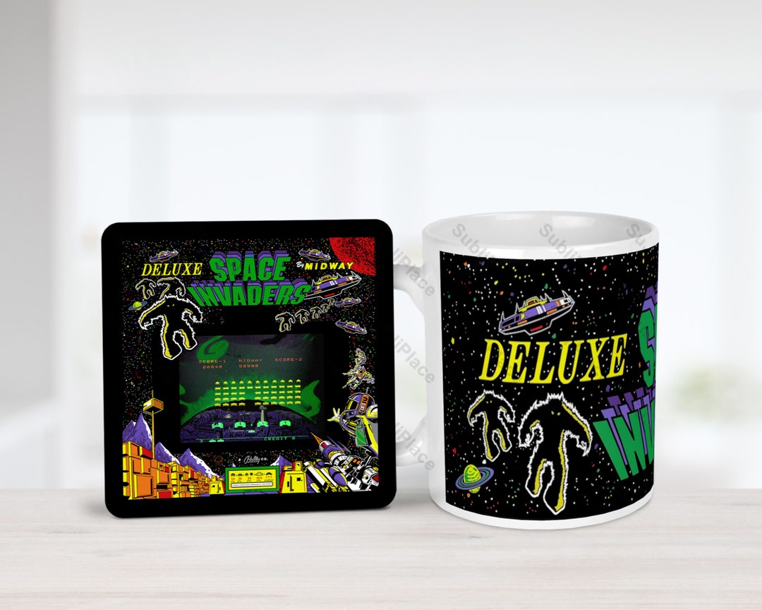 Deluxe Space Invaders Arcade Game Marquee 11 Oz Mug & Matching Bezel W ...