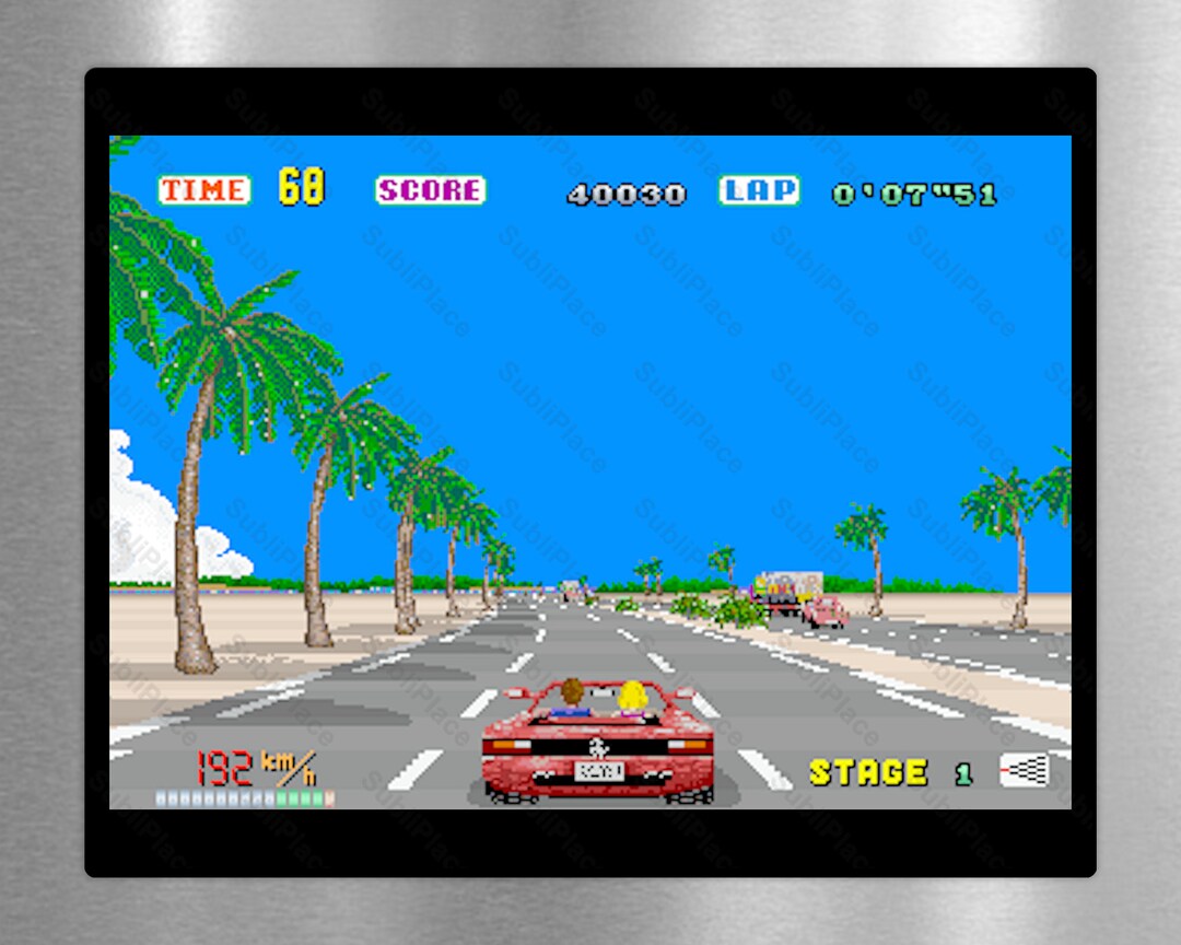 Outrun Arcade Game Time 68 Screenshot 8x10 Metal Plate High Gloss With ...