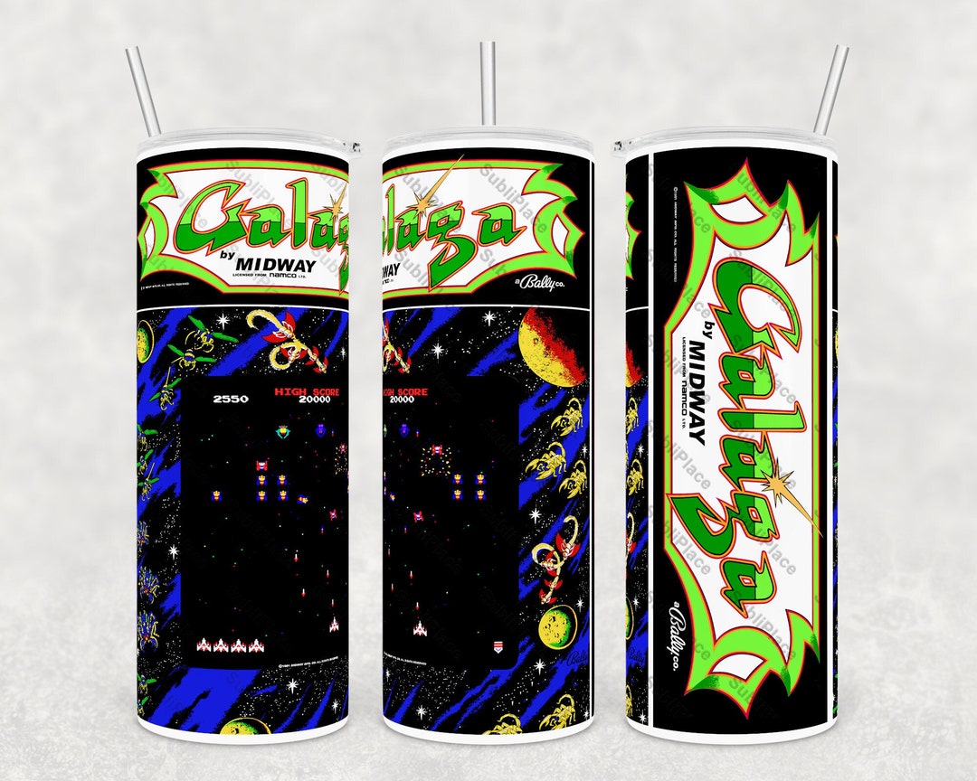 Galaga 20oz Tumbler Arcade Game Art - 2 Marquees, Bezel & Gameplay ...