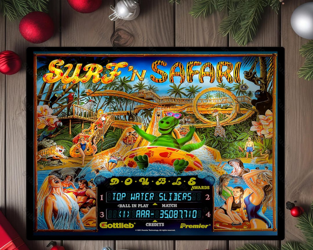 Surf'n Safari - Pinball Backglass Image on a 12"x16" Metal Plate - High ...