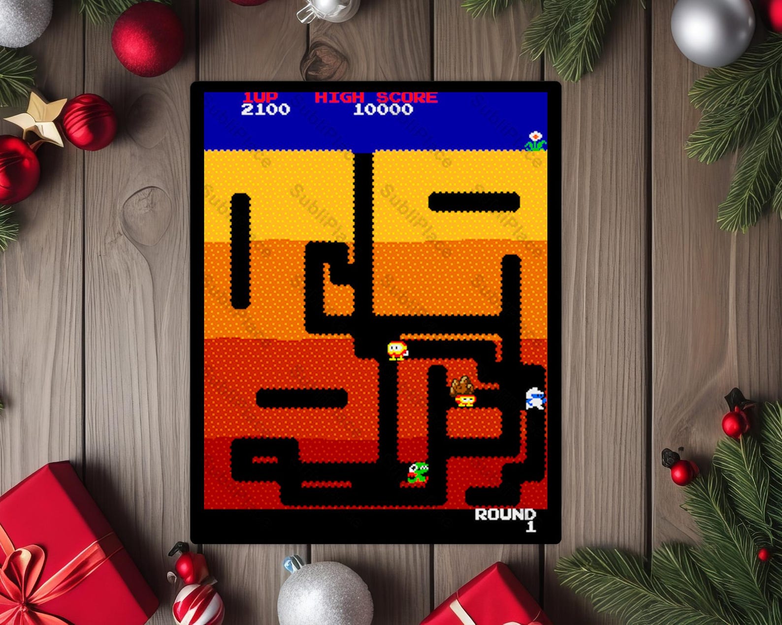 Dig Dug Arcade Game 2100 Screenshot Image on a 8x10 Metal Plate High ...