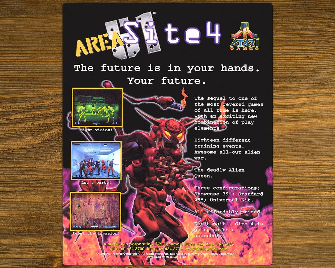 Area 51 Site 4 Arcade Game Flyer Promo Art Image on a 8x10 Metal Plate ...