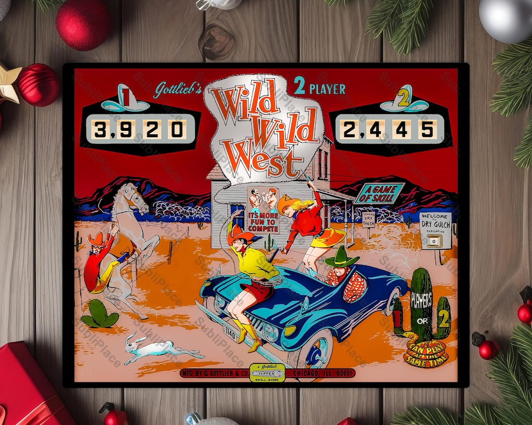 Wild Wild West - Pinball Arcade Game Backglass Image on a 8"x10" Metal ...