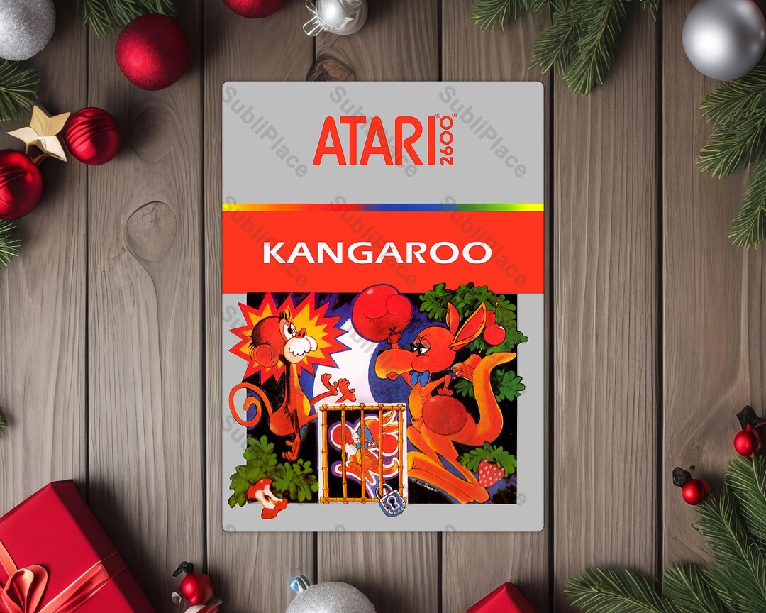 Atari 2600 Kangaroo Box Cover Video Game Image on a 5"x7" Metal Plate ...