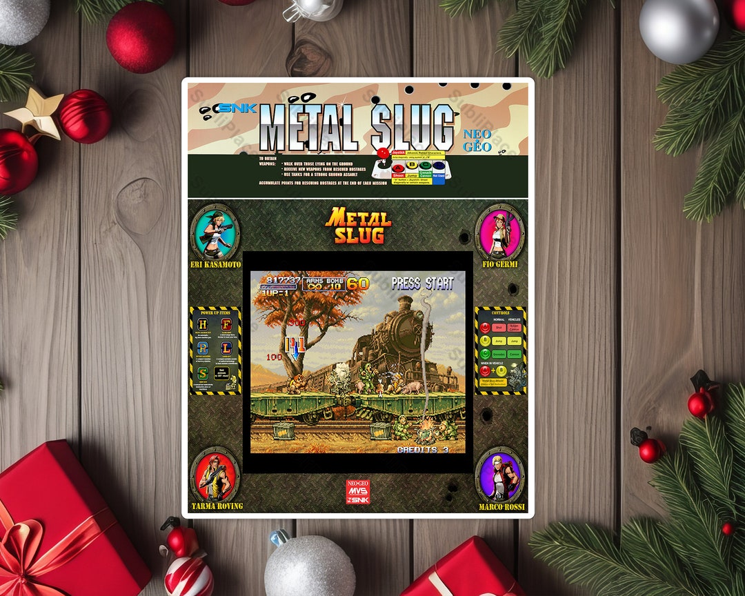 Metal Slug Arcade Game Marquee, Bezel & Screenshot 8"x10" Metal Plate ...
