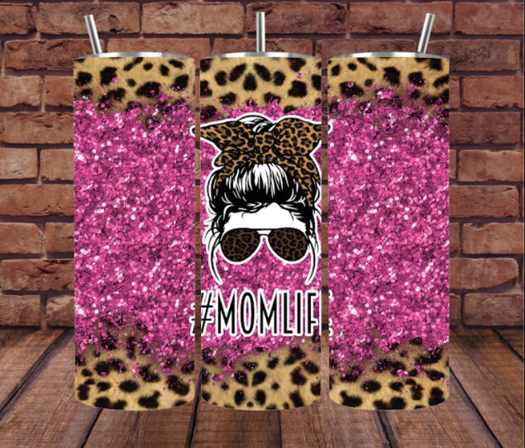 Mom Life Pink Glitter Cheetah 20 Oz Tumbler - Etsy