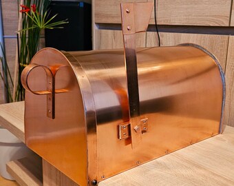 Post Mount Copper Mailbox With the Flag - Etsy