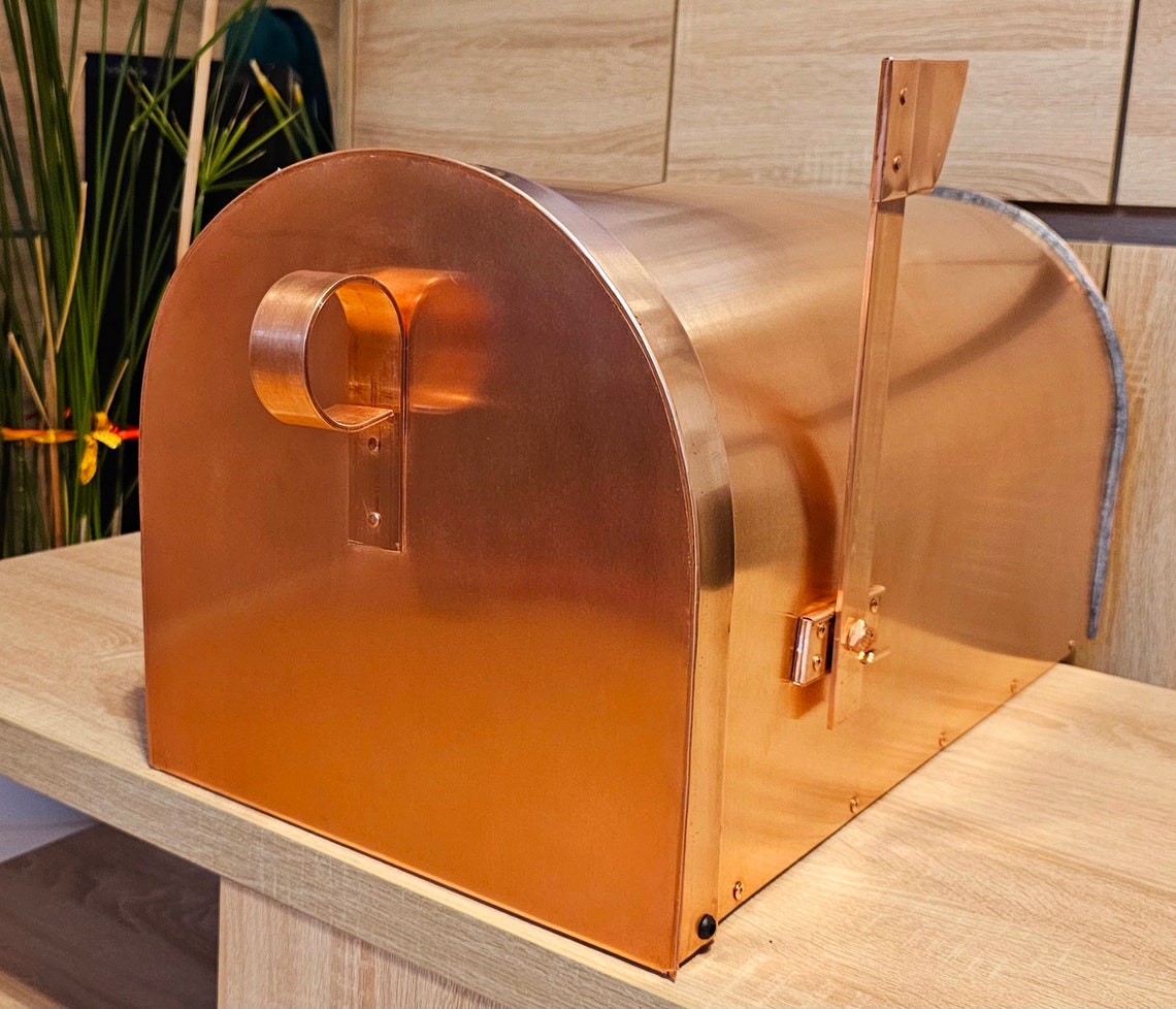 Post Mount Copper Mailbox With the Flag - Etsy