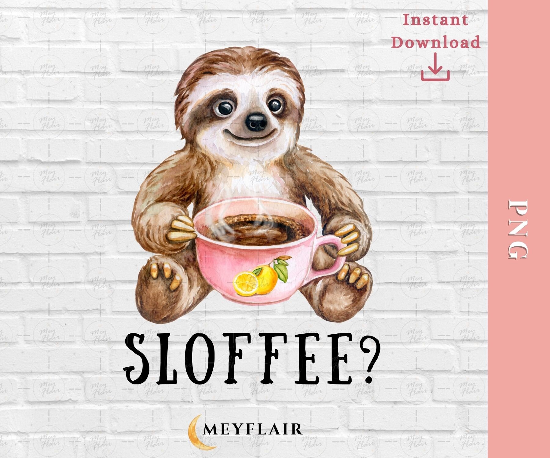 Sloffee Sloth PNG, Sloth Sublimation Png for Tumbler, Sloth Clip Art ...