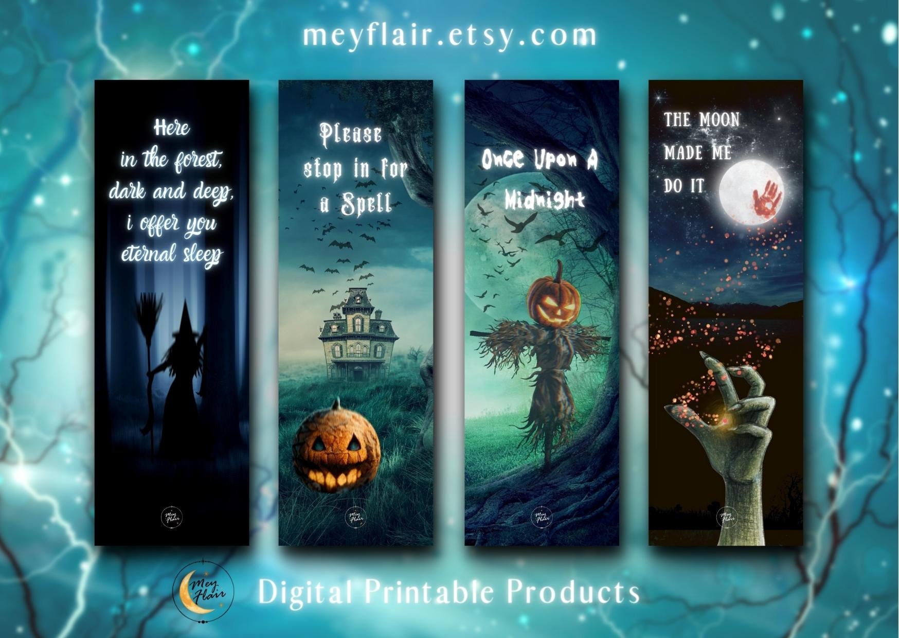 Halloween Bookmarks Printable Set of 4 Quotes Enchanted - Etsy