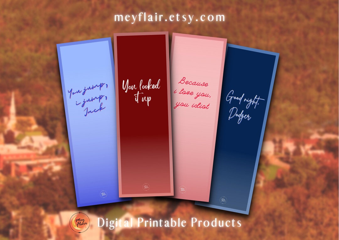 Gilmore Girls Bookmarks Printable Bookmark Set Of 4 Rory Etsy