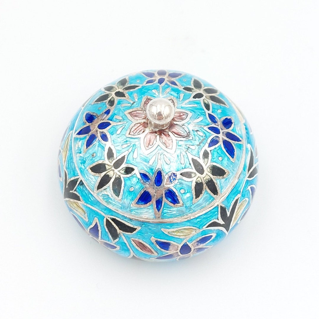Sterling Silver 925 Handmade Circle Turquoise Color Pill Box Jewelry ...