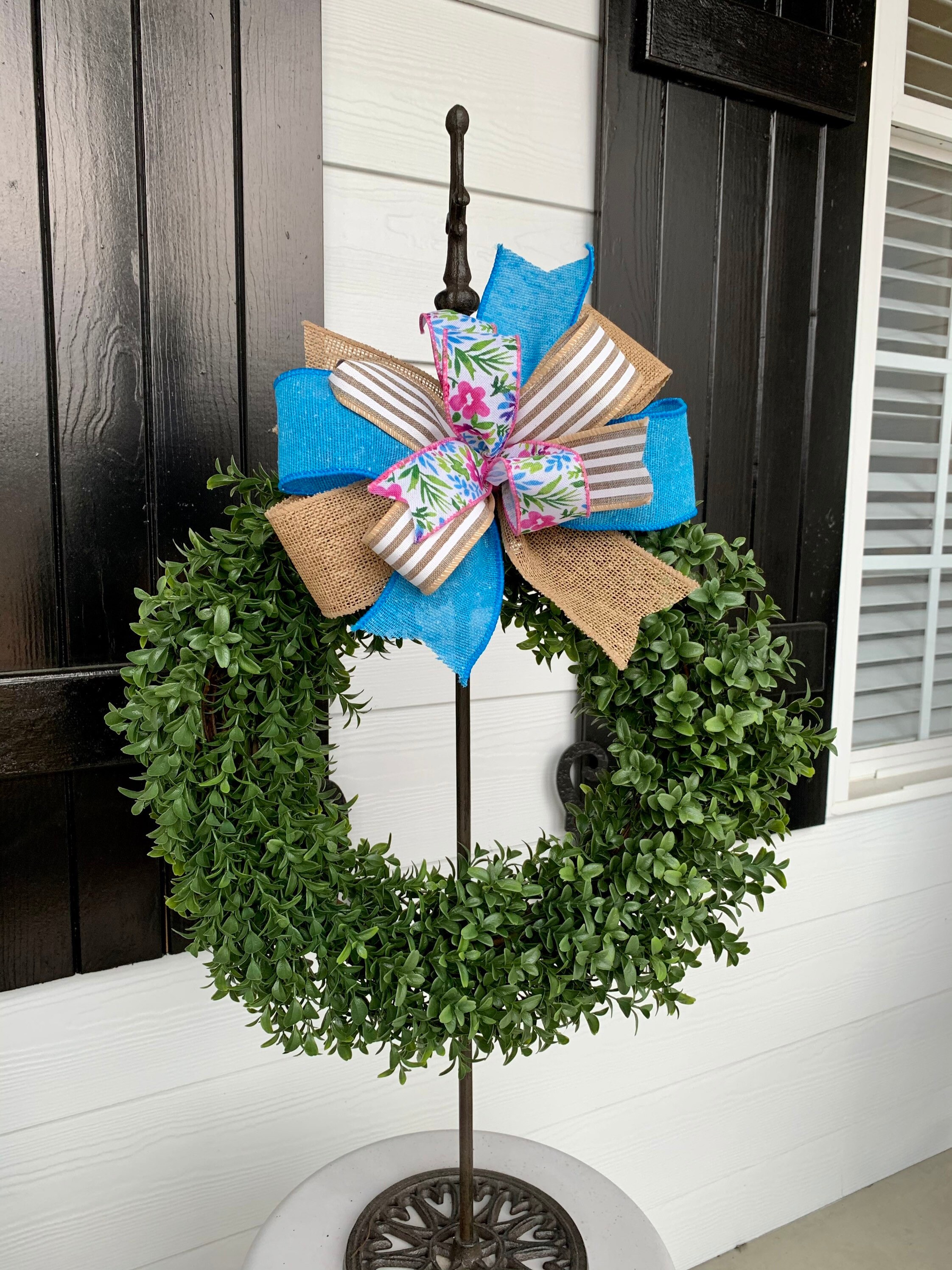Spring Flowered Bow Farmhouse Bow Easter Bow Wreath Bow - Etsy
