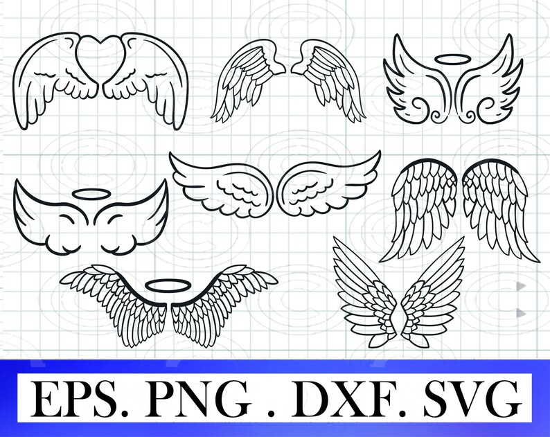 Angel Wings Bundle Svg Png Esp Dxf Angel Wings Svg Wings - Etsy
