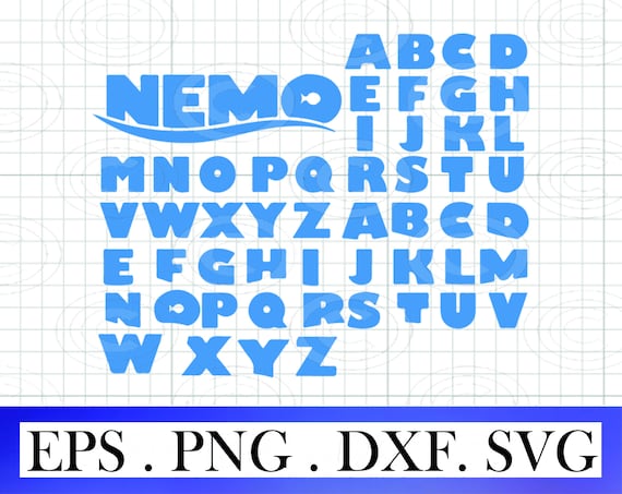 Nemo Font Svg Eps Png Spongebob Svg Font Cricut Finding Nemo | Etsy UK