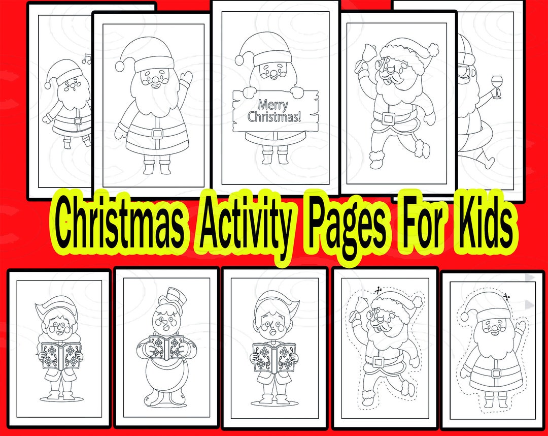Christmas Activity Pages for Kids 60 Page Pdf Coloring Page Activity ...