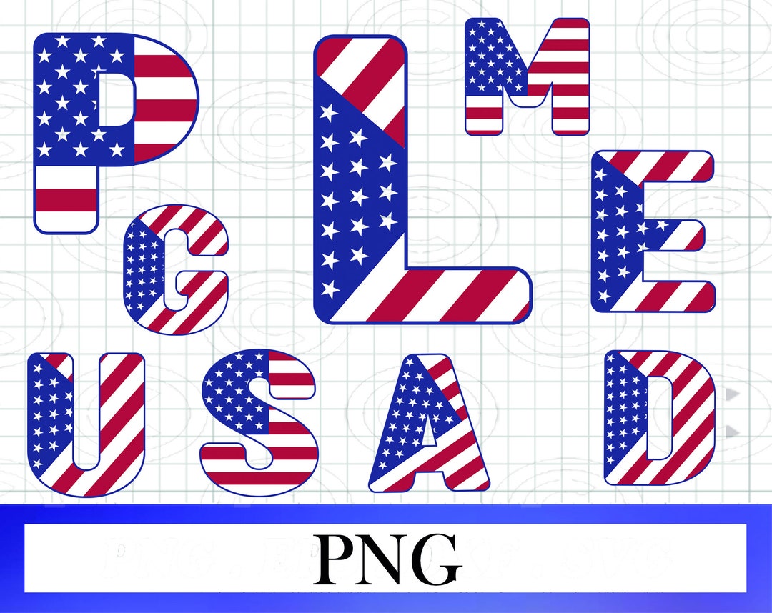 USA FLAG ALPHABET Png, America Font, America Alphabet Png, Bundle ...